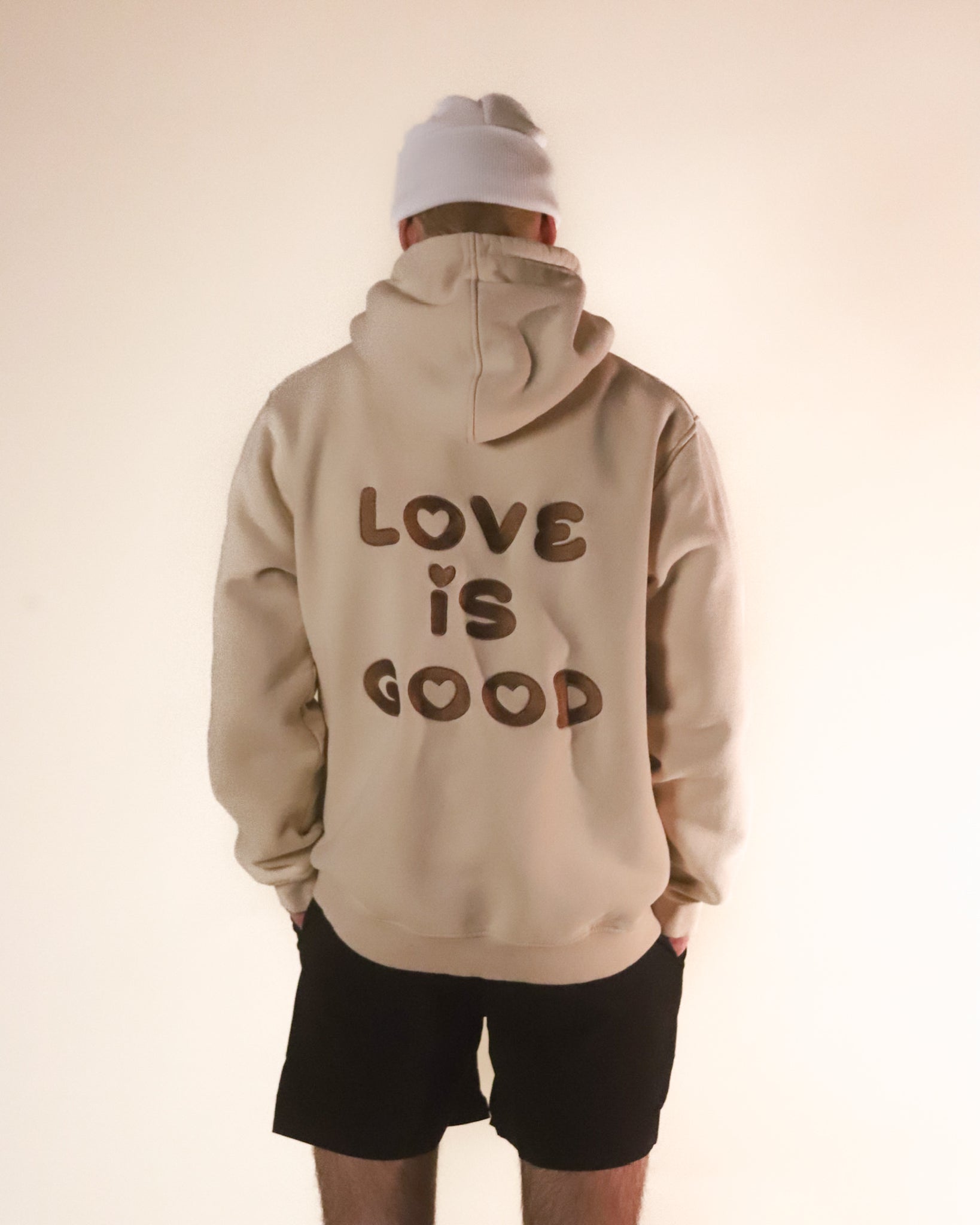 "Love Is Good" Hoodie in Creme – LOVEISGOOD